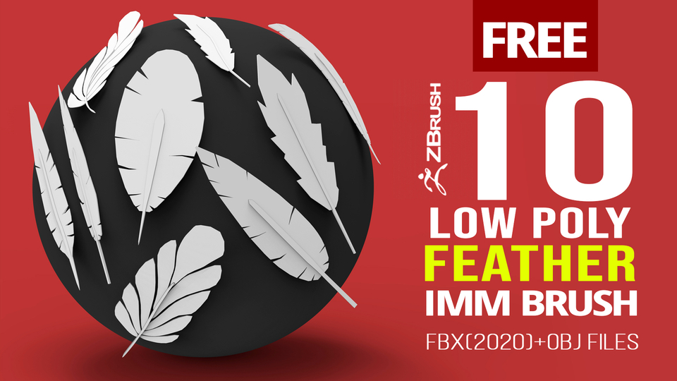 Free 10 Low poly feather IMM brush set
