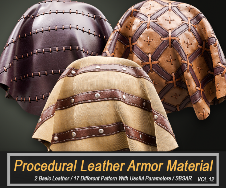 Procedural Leather Armor Material (SBSAR) Vol.12