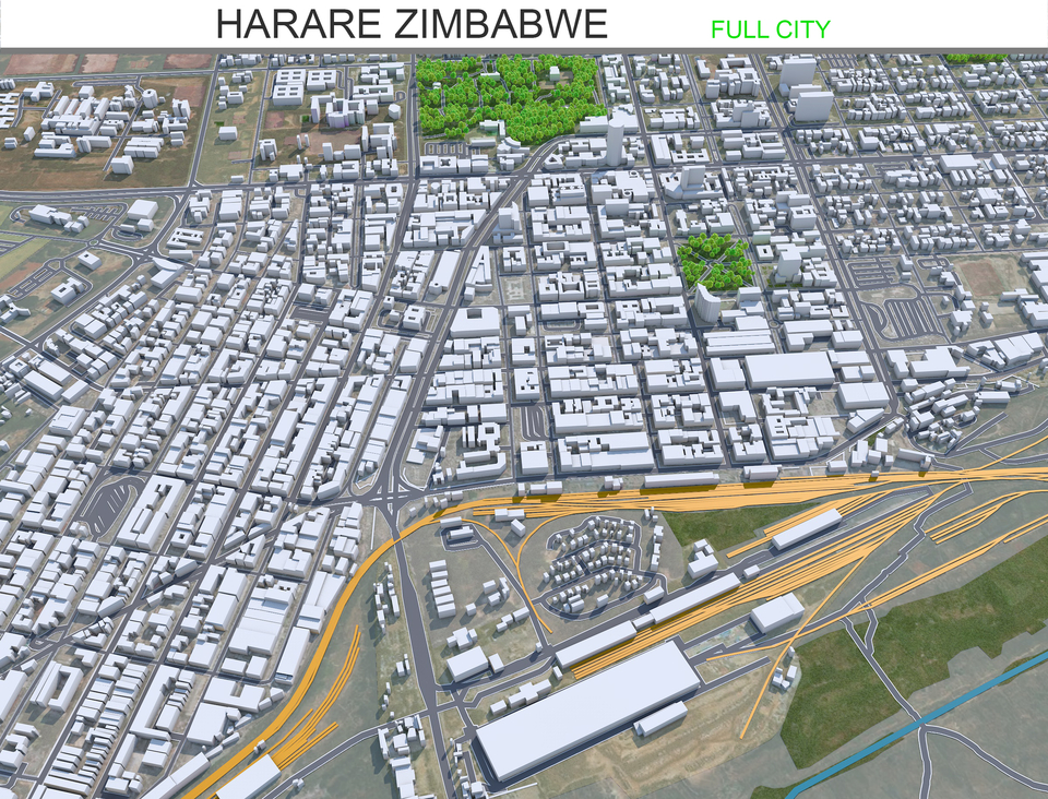 Harare city Zimbabwe 3d model 35km