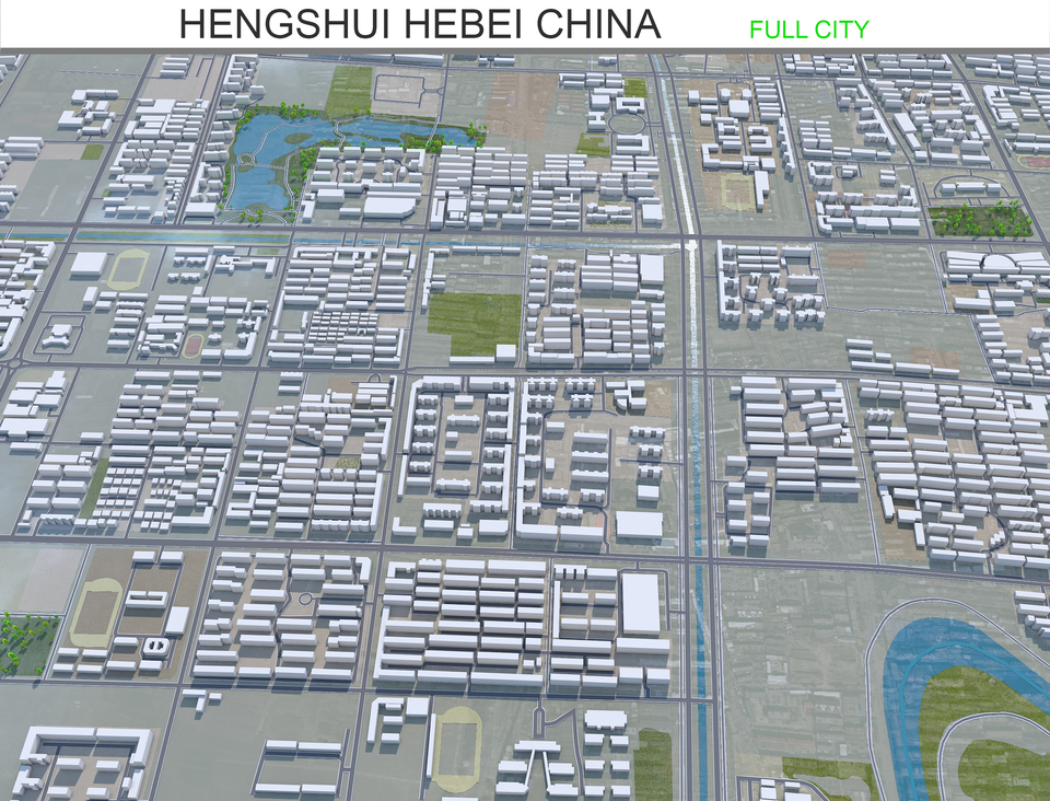Hengshui city Hebei China 3d model 25km