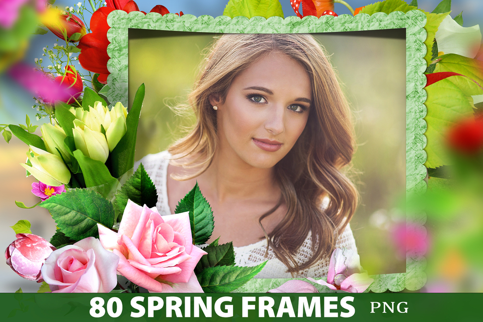 80 Spring Flower Frames, flowering clipart PNG
