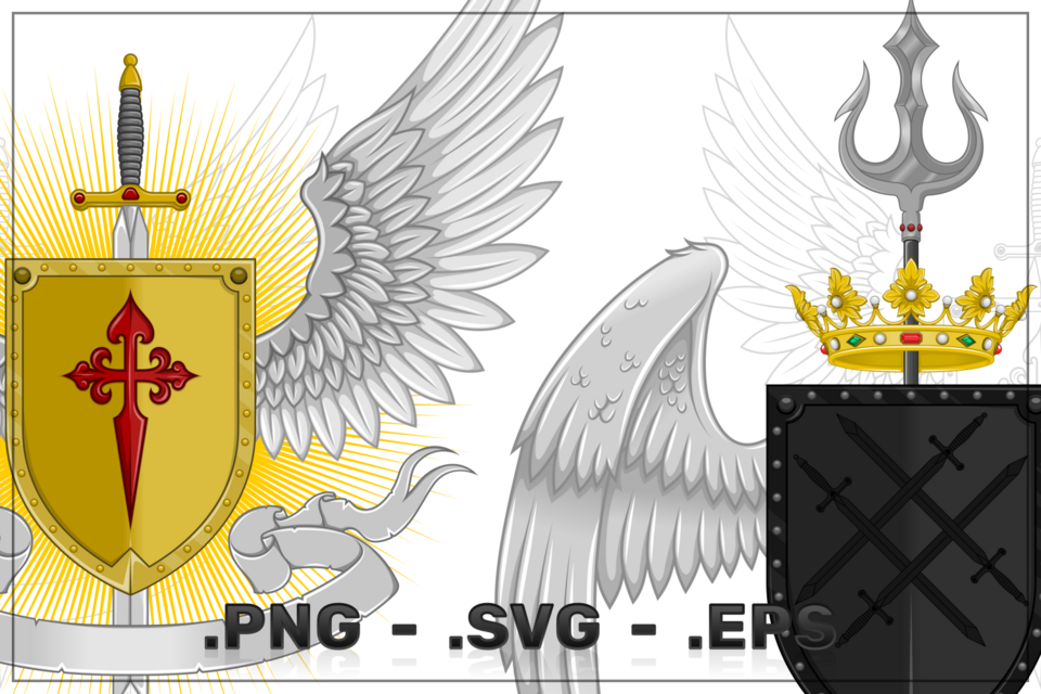 Winged Coat Of Arms Vector Design