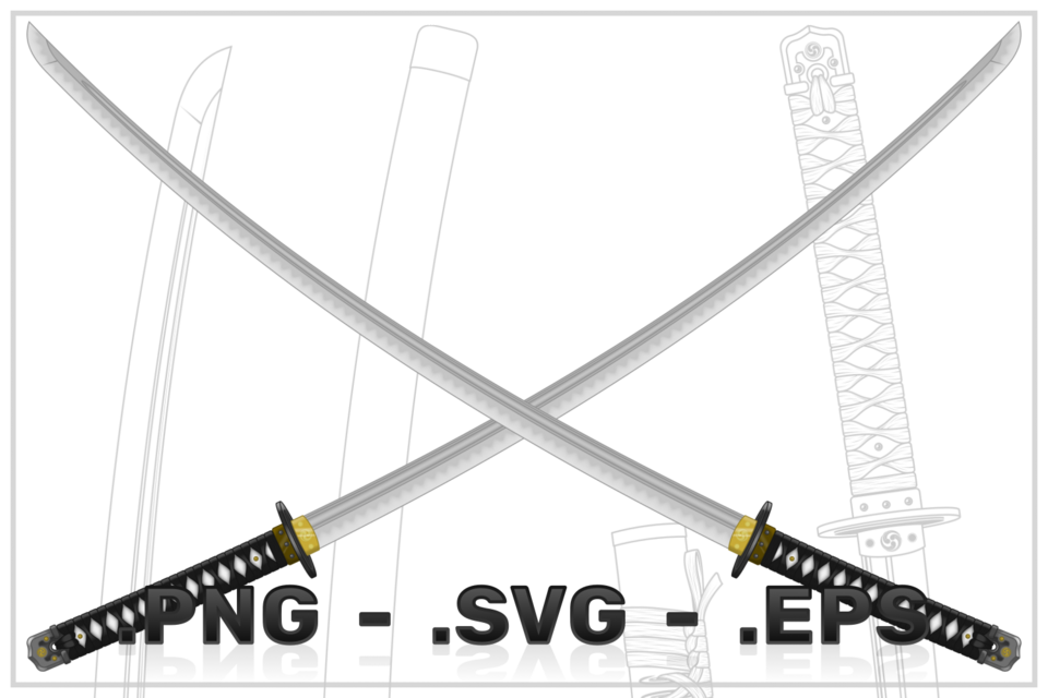 Samurai katana swords vector design