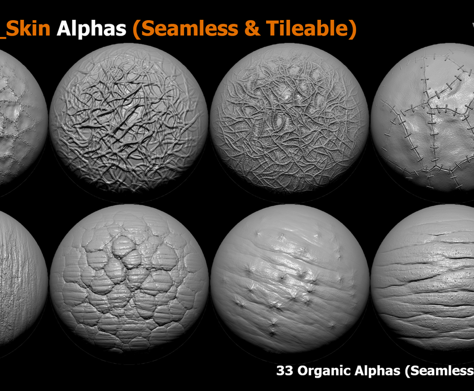 33 Organic_Skin Alphas (Seamless & Tileable)