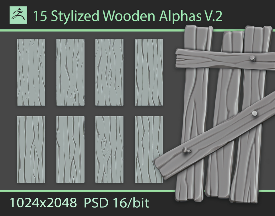 Stylized Wooden Alphas V.2