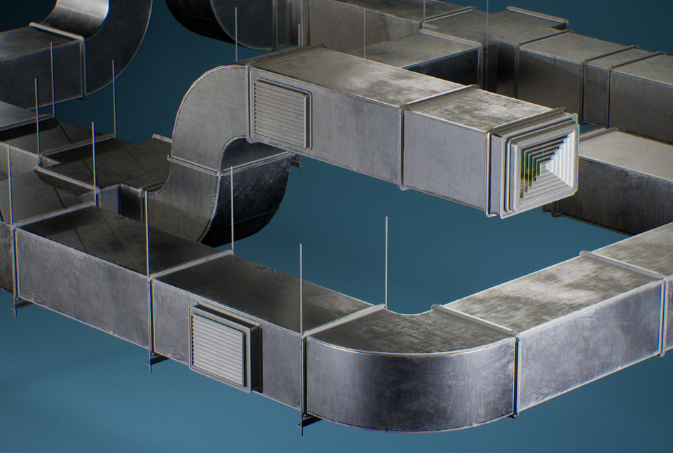 Game-ready PBR Industrial Modular Vent System