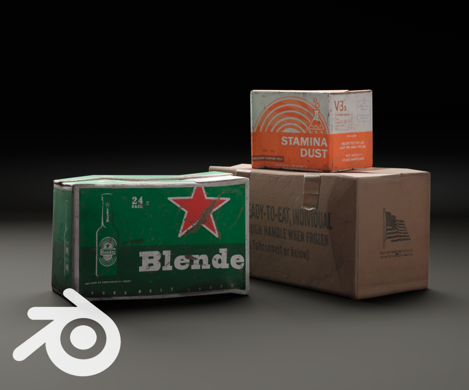 Cardboard Boxes - PBR Game Ready Low-poly 3D model