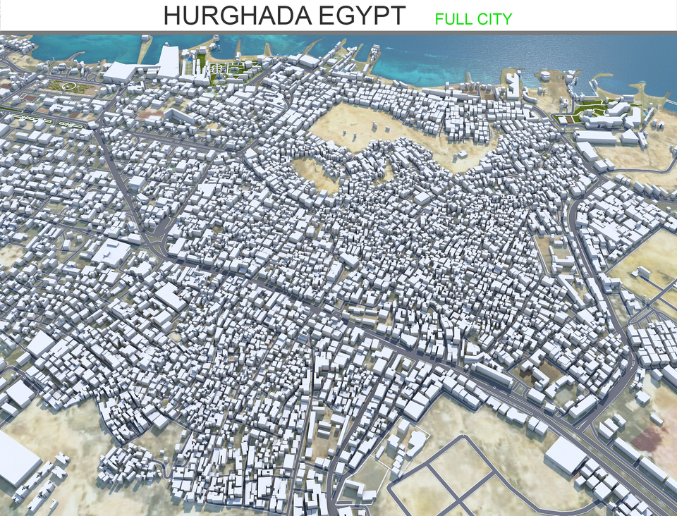 Hurghada city Egypt 3d model 60km