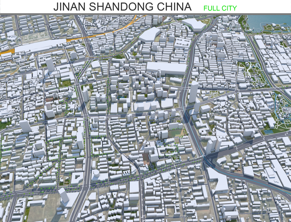 Jinan city Shandong China 3d model 70km