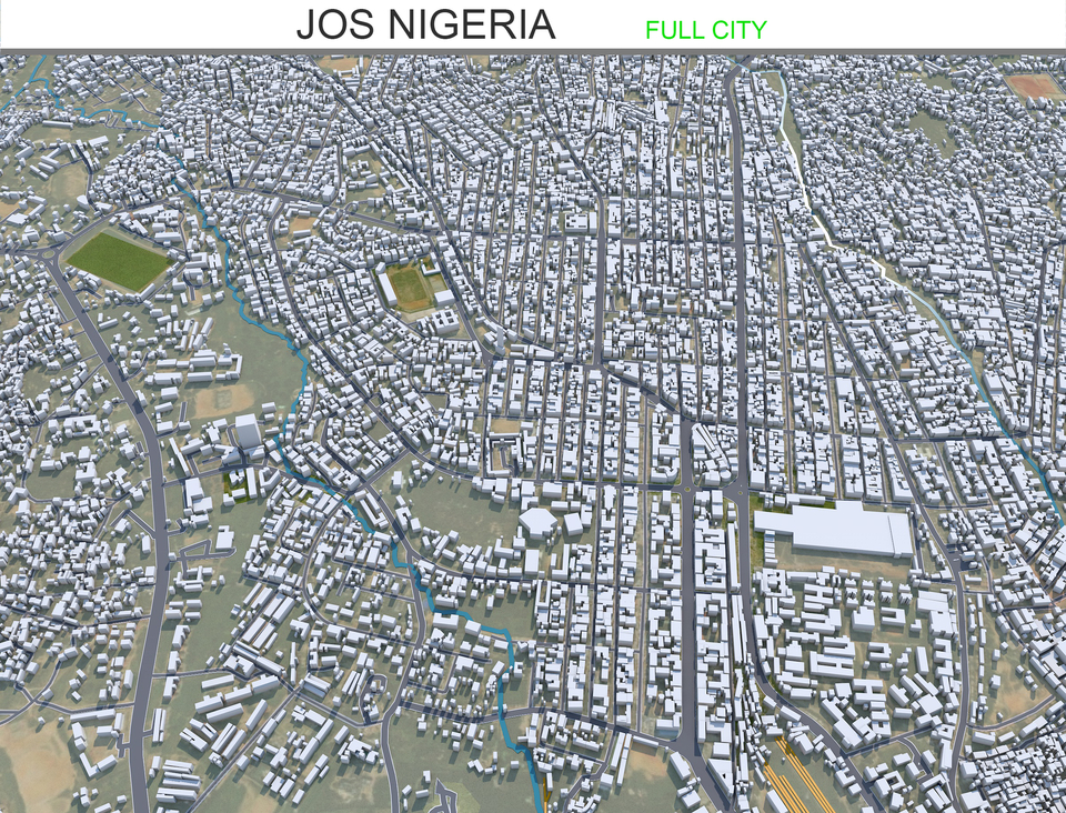 Jos city Nigeria 3d model 20km