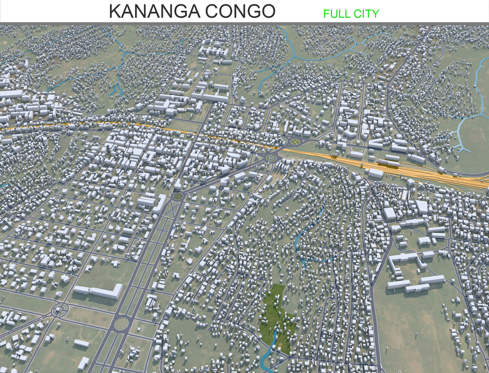 Kananga city Congo 3d model 20km