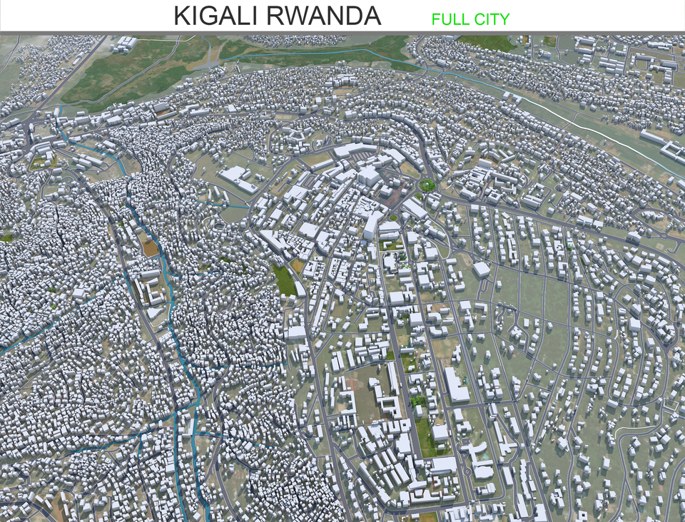 Kigali city Rwanda 3d model 30km
