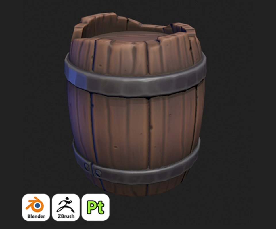 Stylized Wooden Barrel Course