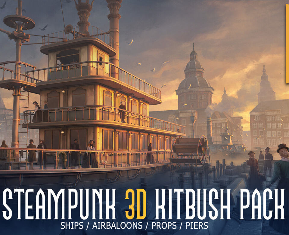 3D KITBASH SET - Steampunk - TEXTURED MODELS