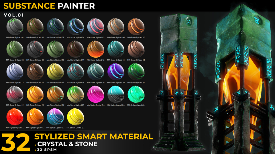 32 Stylized Smart Materials Stone&Crystal Vol 01