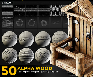 250+ Wood Alphas for ZBrush, Blender vol.10