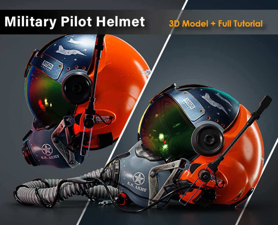 Military Pilot Helmet / Full Tutorial + 3D Model