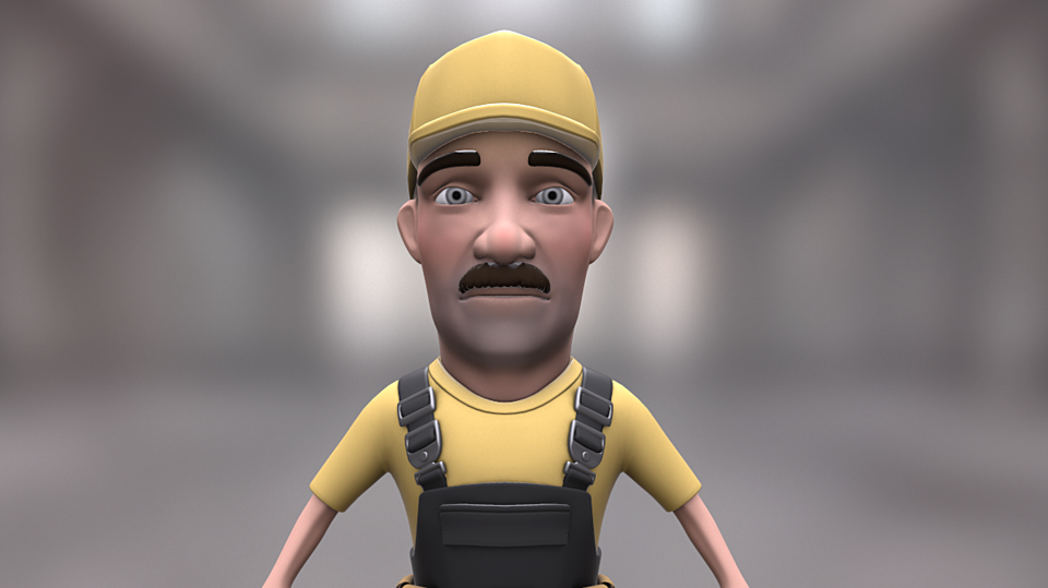 Worker cartoon character with hummer