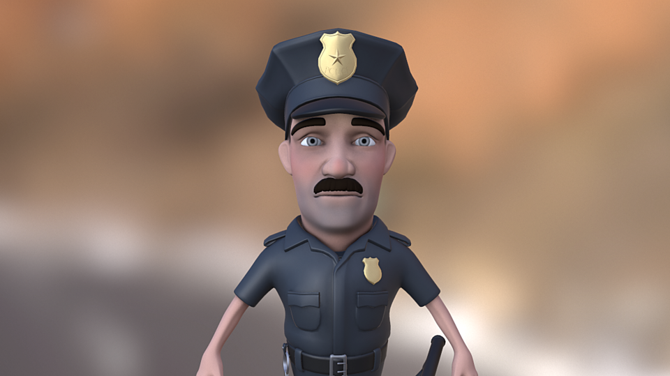 Policeman cartoon character with baton
