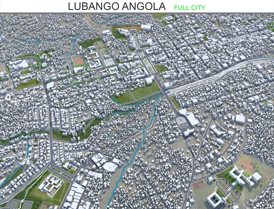 Lubango city Angola 3d model 30km