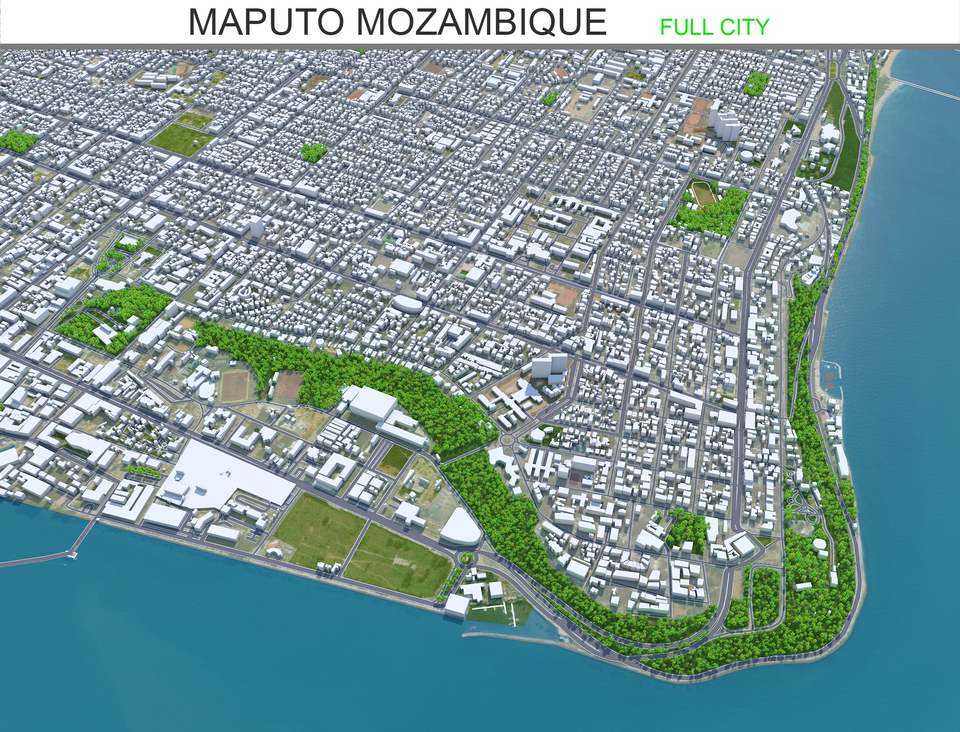 Maputo city Mozambique 3d model 30km