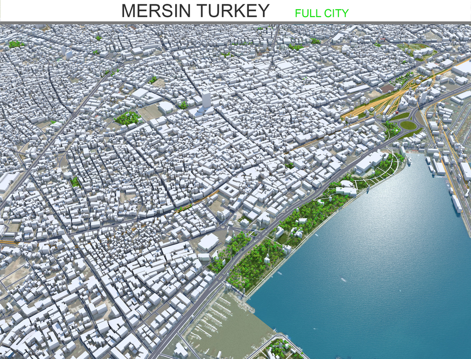 Mersin city Turkey 3d model 30km