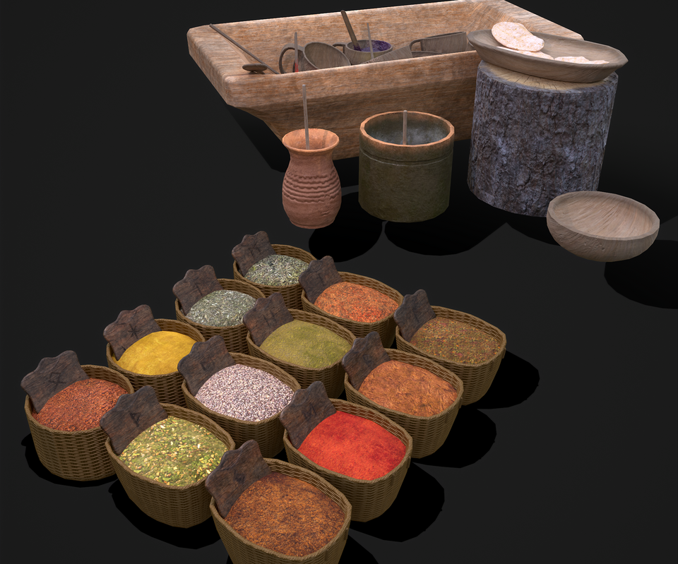 Medieval Spice Baskets and Food Bowls