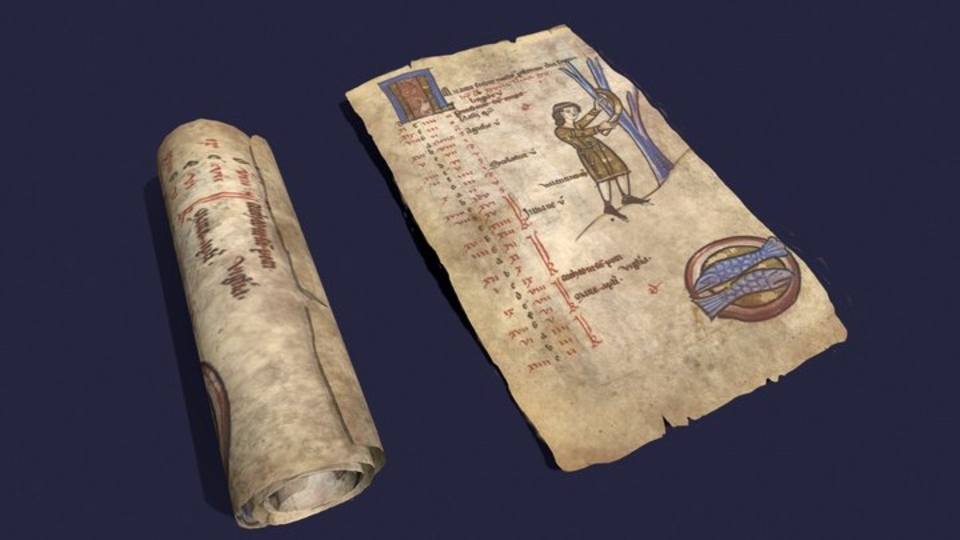 February Manuscript Scroll and Page