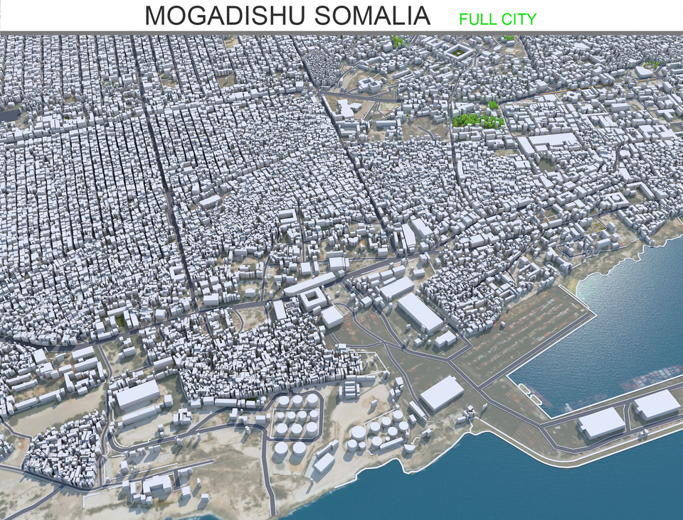 Mogadishu city Somalia 3d model 35km