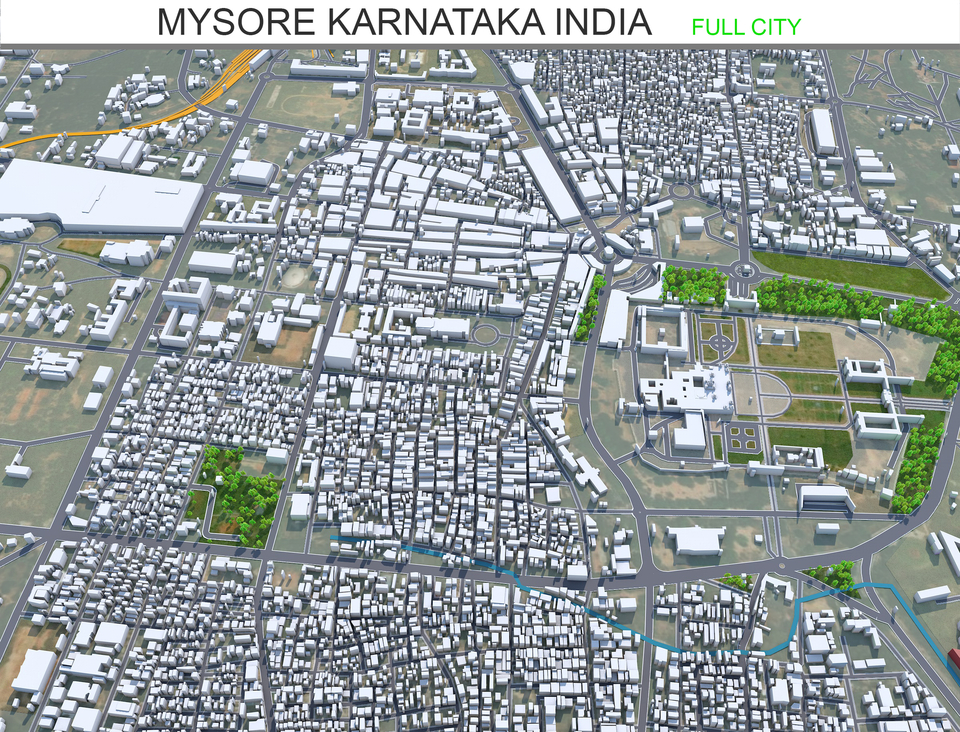 Mysore city Karnataka India 3d model 25km
