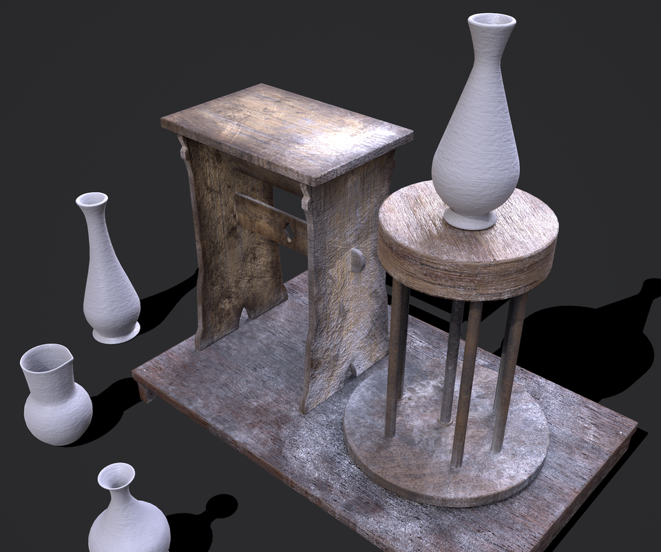 Earthenware Jugs and Pottery Wheel Design One