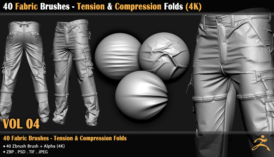 40 Fabric Brushes - Tension & Compression Folds