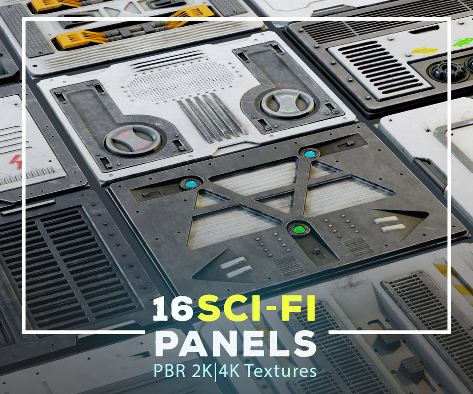 16 Sci-Fi Panels | 2K-4K PBR Textures | Volume 1