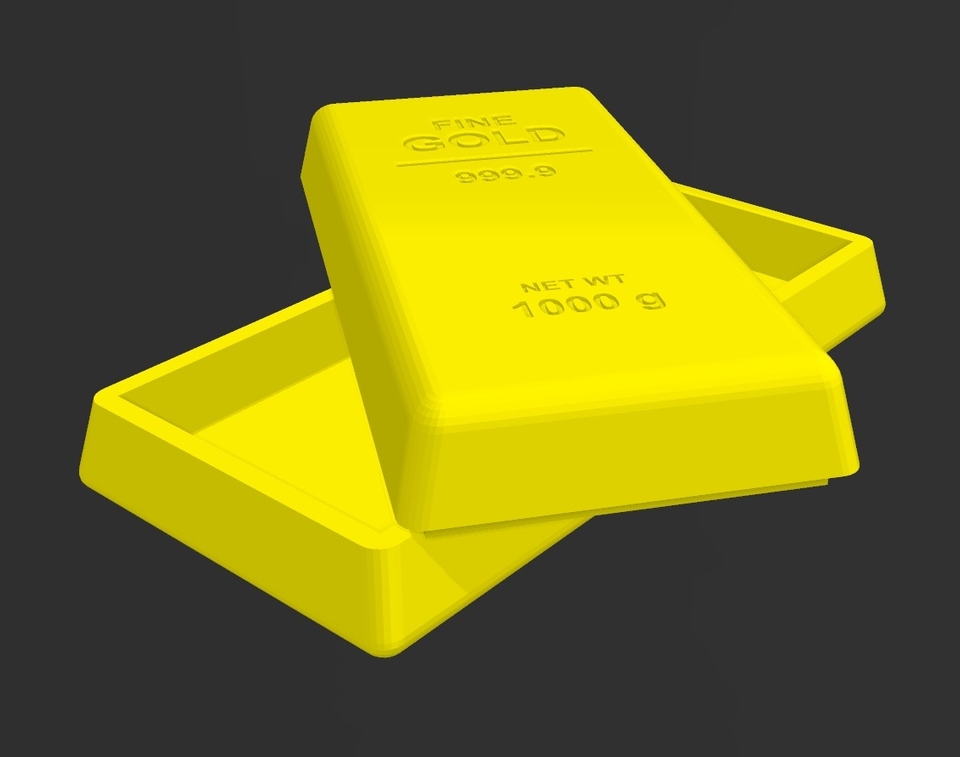 3D Gold Ingot Bar Storage Box