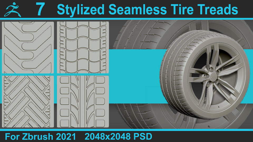 Stylized Seamless Tire Treads
