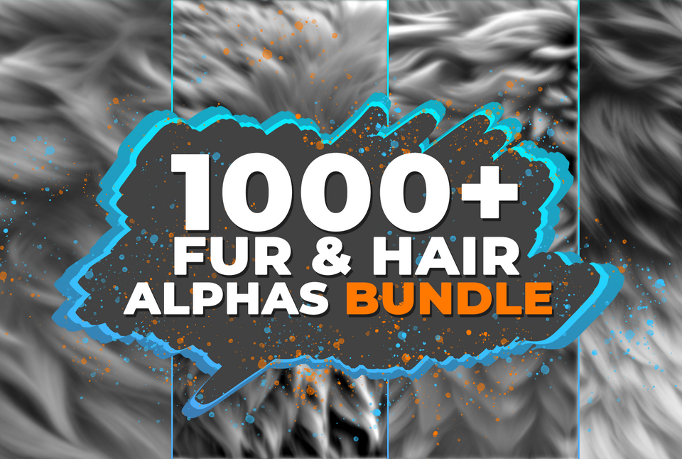 1000+ Fur & Hair Alphas BUNDLE for ZBrush, Blender