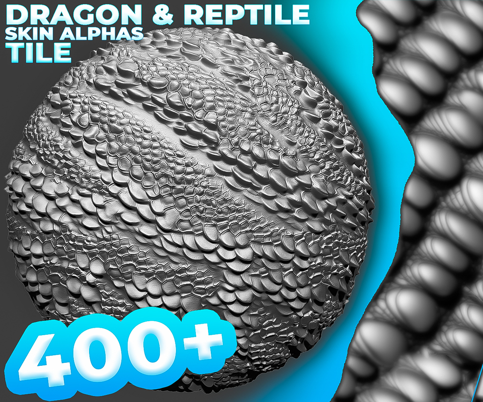 400+ Tileable Reptile Skin Alphas for ZBrush vol.6