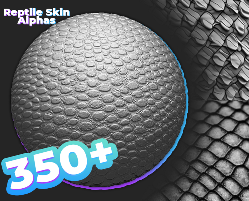 350+ Reptile, Dragon Skin Alphas for ZBrush