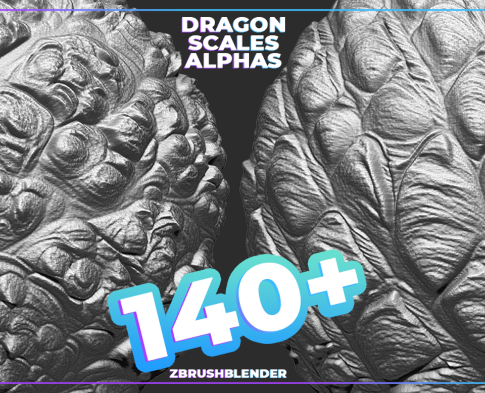 140+ Dragon Scales Alphas for ZBrush vol.4