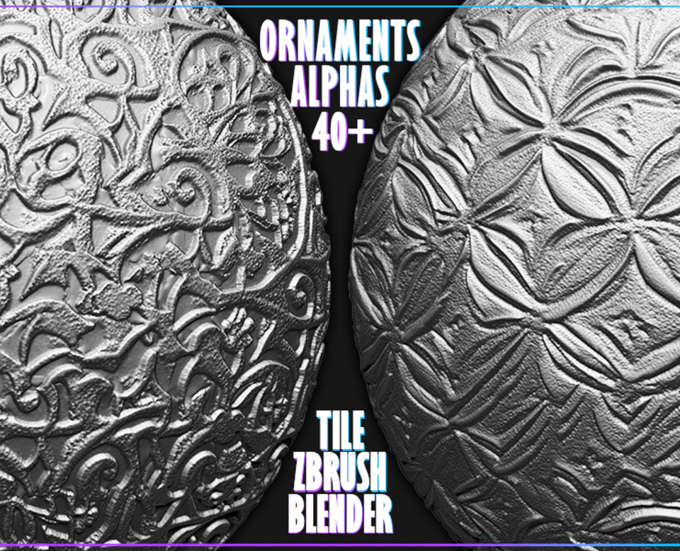 Ornaments Tileable Alphas for ZBrush vol.5