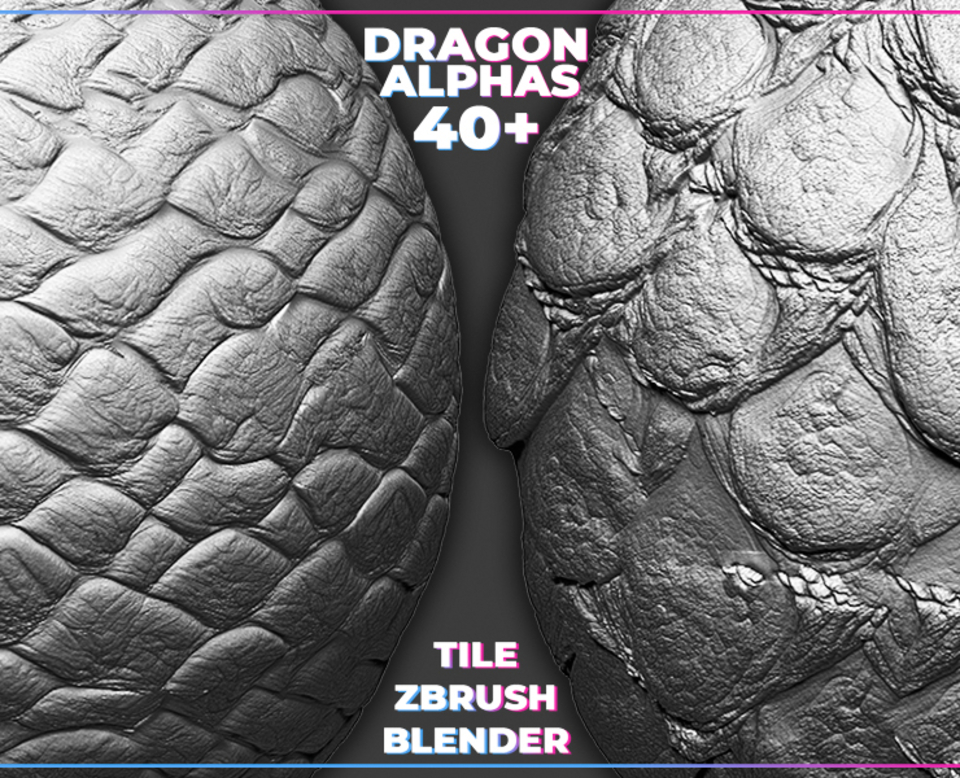 40+ Dragon Skin Tileable Alphas for ZBrush vol.3