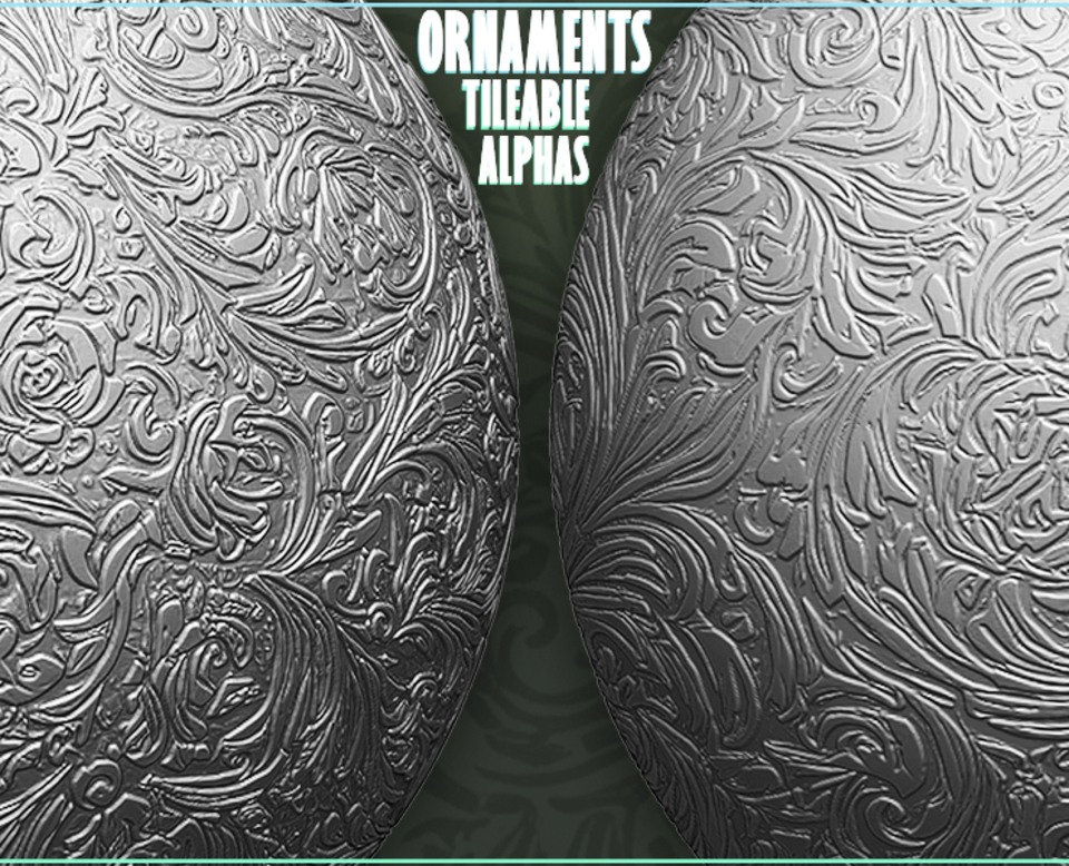 Ornaments Tileable Alphas for ZBrush vol.4