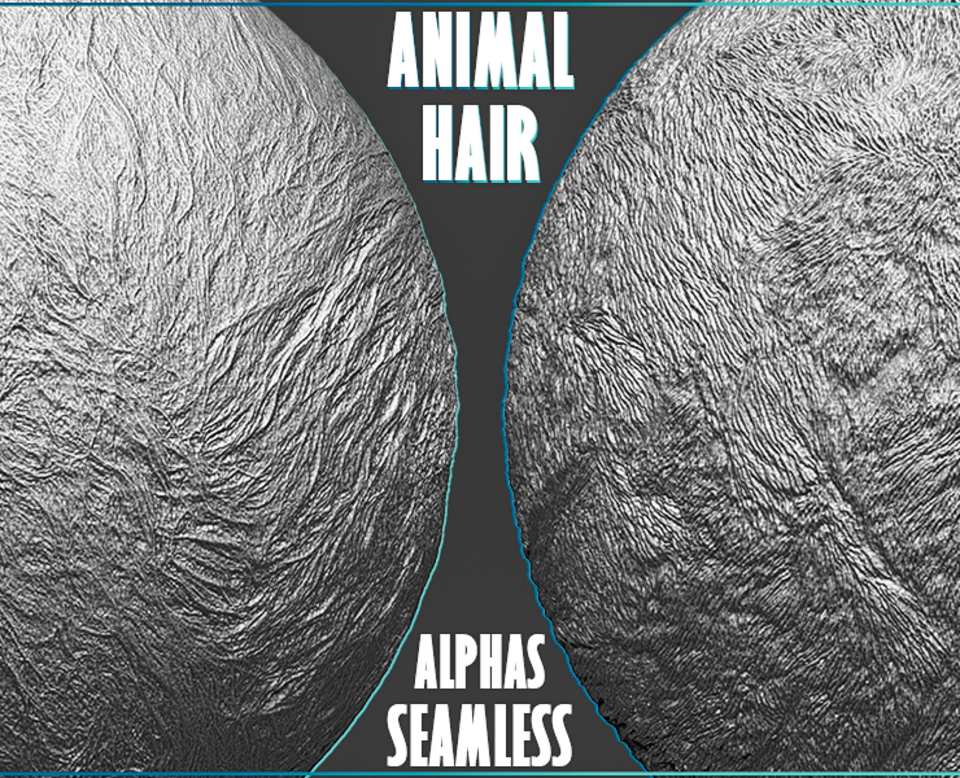 50 Fur and Hair Alphas Tileable for ZBrush vol.6