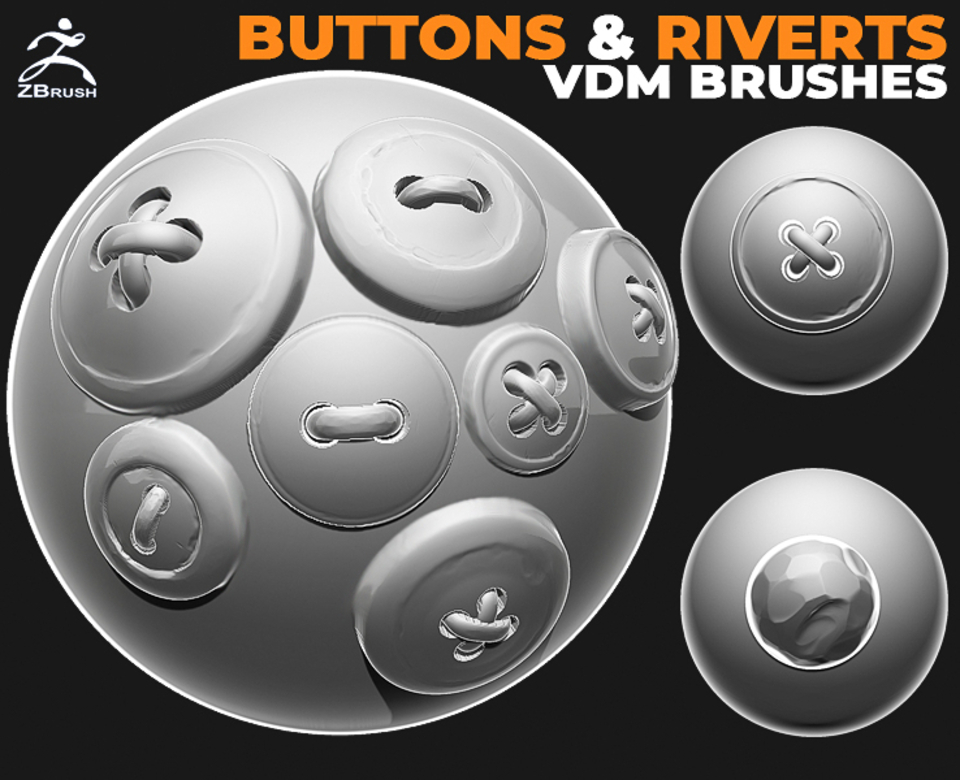 Buttons and Riverts VDM Brushes for ZBrush