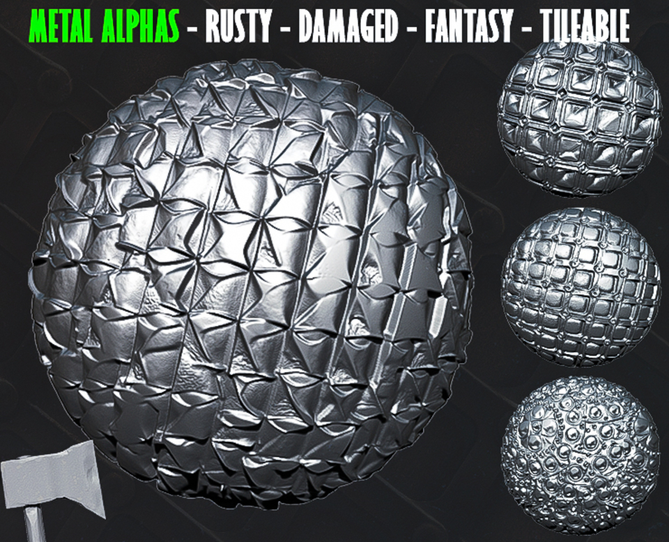 60+ Damaged Metal Alphas for ZBrush