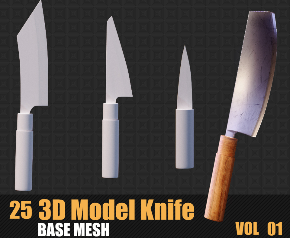25 3D Models Knife In Maya For Game And Animation