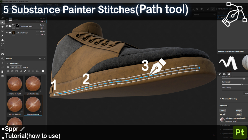 Substance Painter path tool stitches 07