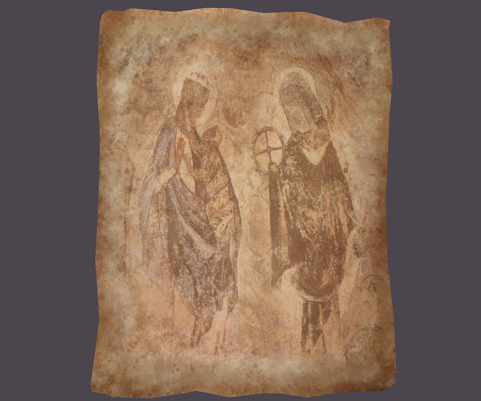 Worn Medieval Paper with Figures