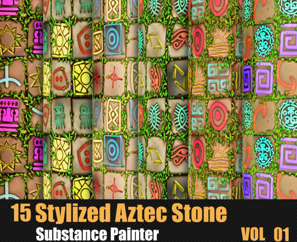 15 Stylized Aztec Stone Materials