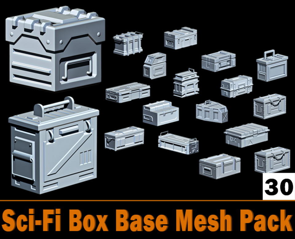 Sci-Fi Box Base Mesh Pack